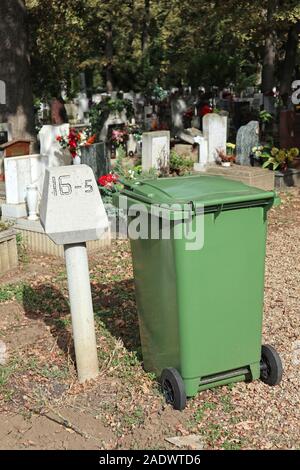 Garbage can in the public cemetery Stock Photo - Alamy