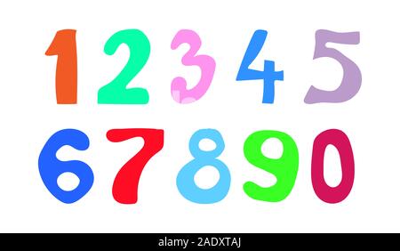 set of mathematics outline, numbers on a transparent background, drawn ...