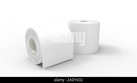 3d rendering of two toilet paper rolls isolated in a studio background ...