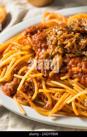 Homemade Pulled Pork Barbecue Spaghetti with Meat Sauce Stock Photo - Alamy
