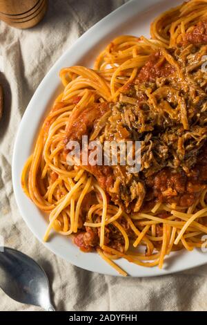 Homemade Pulled Pork Barbecue Spaghetti with Meat Sauce Stock Photo - Alamy
