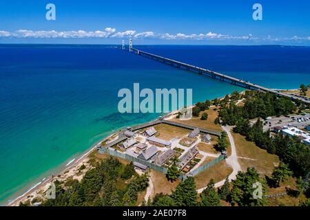 Fort Michilimackinac, Mackinac Bridge, Michigan; Michilimackinac State ...