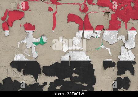 Syria flag depicted in paint colors on old stone wall close up ...