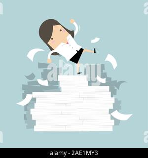 Career failure, fall accident of woman vector illustration. Cartoon ...