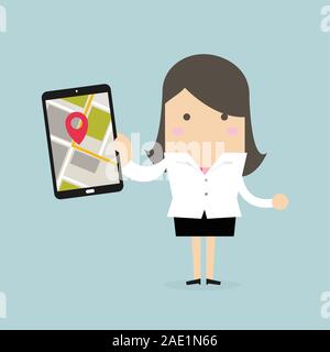 tablet device and pin location with symbol crypto money Stock Vector ...