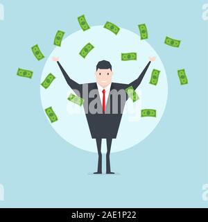 Cartoon of Man or Businessman Under Falling Pile of Coins Stock Vector ...