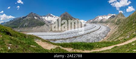 View of Aletsch Glacier with Geisshorn and Olmenhorn. Switzerland Stock ...