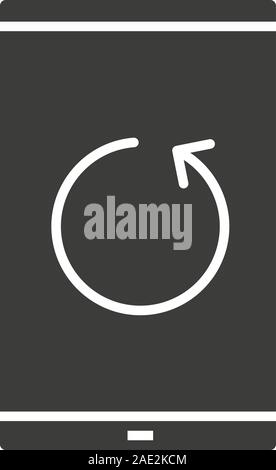 Smartphone reload button glyph icon. Silhouette symbol. Smart phone ...