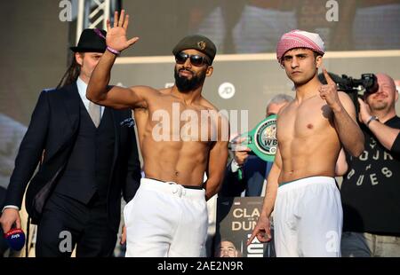 Omar Dusary (left) and Zuhayr Al Qahtani during their WBC Middle East ...
