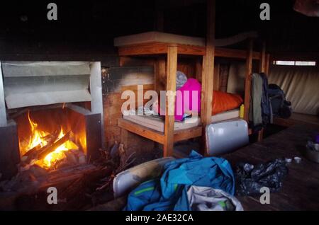 Thai female backpacker at Double Hut. Hakatere Conservation Park. Te ...