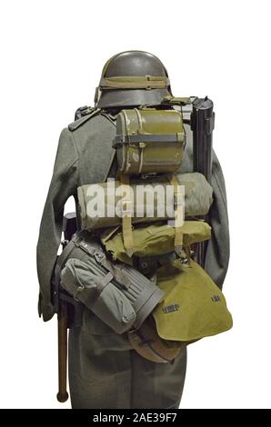 German Army helmet with protective goggles World War II period isolated ...