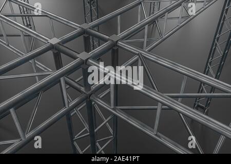 Steel reinforcement with dark background, 3d rendering. Computer ...