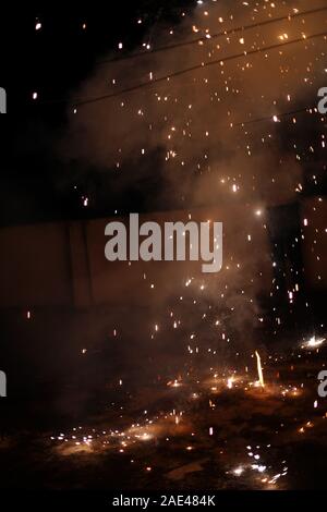 Diwali festival fire works. Diwali festival is celebrated in India in ...
