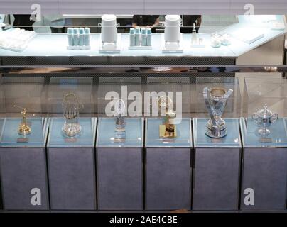 A U.S. Open Championship trophy is displayed at the ninth hole during ...