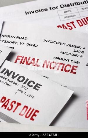Still life of a pile of overdue bills Stock Photo - Alamy