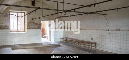 Showers in shower room in Theresienstadt Malá pevnost small fortress ...