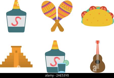 bundle mexican traditional set icons vector illustration design Stock ...
