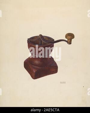Manual coffee grinder showing handle, crank, hopper, grinding mechanism ...