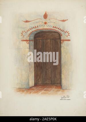 Restoration drawing showing interior wall painting and door by Geoffrey ...