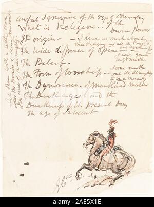 A detailed sketch of a mounted hussar, showing the soldier on horseback ...
