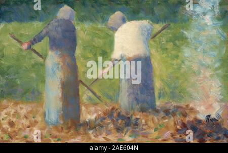 An 1882 painting by Georges Seurat depicting haymakers at Montfermeil ...