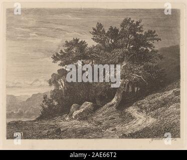 A landscape painting by Alexandre Calame from 1840-1850 depicting a ...
