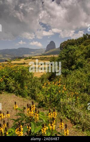Ethiopia. Amhara. North Gondar. View of a village in the Ethiopian ...