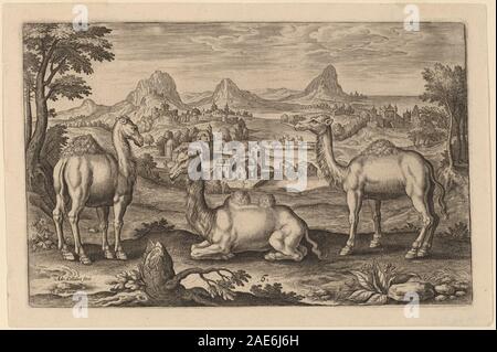 An engraving by Adriaen Collaert depicting quadruped animals, showing ...