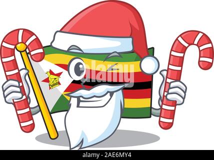 Santa with gift flag zimbabwe Cartoon character design Stock Vector ...