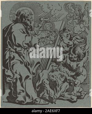 A religious painting depicting Saint Luke painting an image of the ...