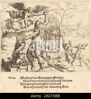 Depiction of Abraham and Isaac showing the altar, figures, and biblical ...