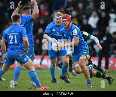 Leinster Rugby's Josh van der Flier (left) is tackled by Stade ...