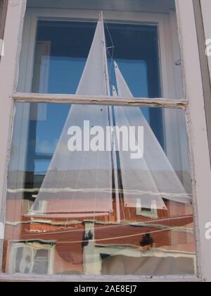 Naantali vintage architecture, landscapes, details. Ship models behind ...
