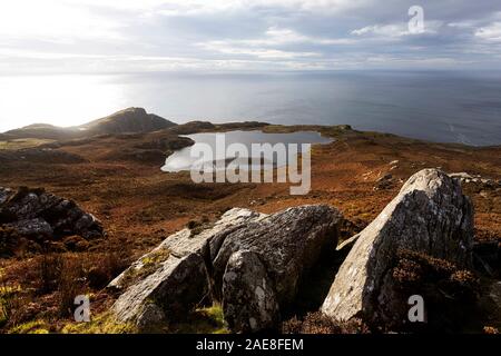 The lake Lough O' Muilligan at Slieve League in Co. Donegal, Ireland ...