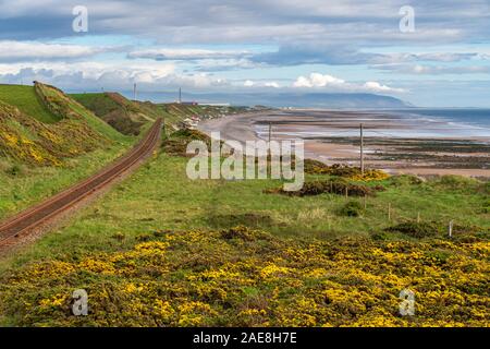 Nethertown, Cumbria, England, UK - May 02, 2019: The pebble beach and a ...