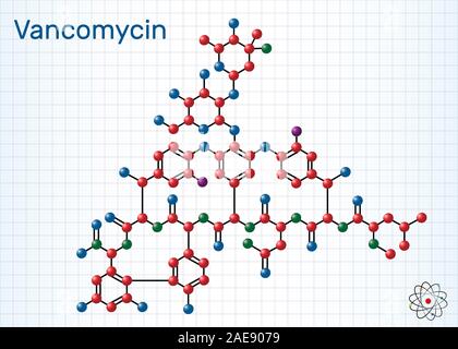 Vancomycin molecule. It is an antibiotic used to treat bacterial ...