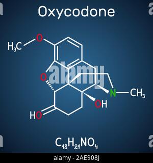 Oxycodone molecule. It is semisynthetic opioid medication used for ...