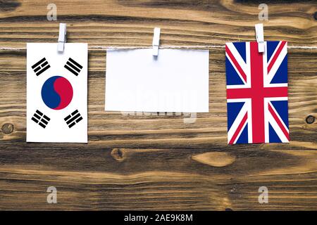 Flags Great Britain and korea. The concept of international relations ...
