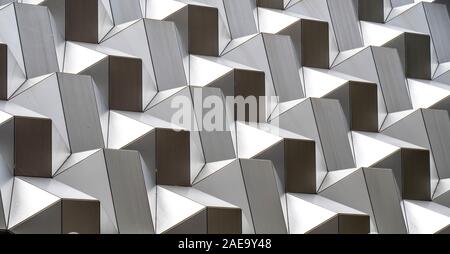 Abstract geometric shapes of cladding of facades of office building in ...