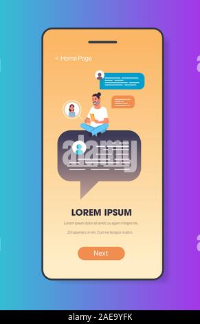 woman sitting with smartphone avatar character Stock Vector Image & Art ...