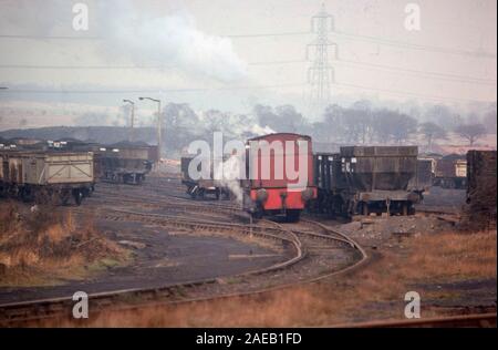 Steam engine shunting coal wagons at Newmarket Colliery, Wakefield ...