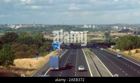M1 Motorway in 1989, Wakefield, West Yorkshire, northern England, UK ...