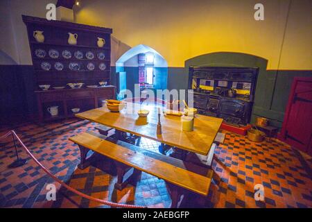 Kitchen with range and Welsh dresser Castell Coch Wales UK Stock Photo ...