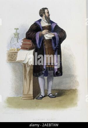 Clement Marot, 1496 - 1544, a French poet, Historische Druck aus dem 19 ...