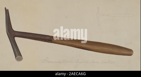 A circa 1938 wrought iron hammer by George C. Brown showing forged iron ...