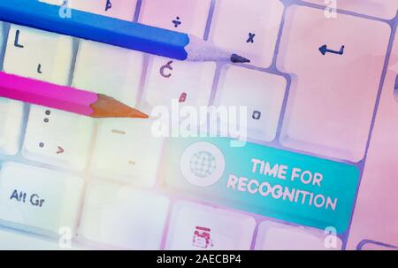 Writing note showing Time For Recognition. Business concept for ...