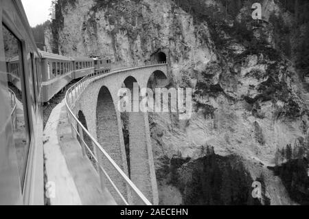 The "Landwasserviadukt" near Filisur in canton Graubünden is the most ...