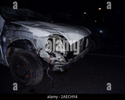 Total car crash smash accident on a road Stock Photo - Alamy