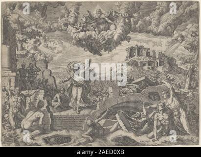 Engraving by Giovanni Battista Fontana depicting the Vision of Ezekiel ...