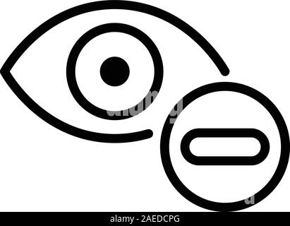 Human eye with minus sign linear icon. Nearsighted vision. Thin line ...